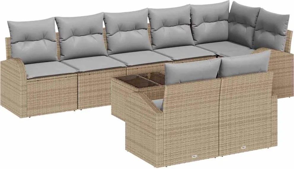 Sada zahradních pohovek 9 ks Beige a světle šedá polyratan 3354769