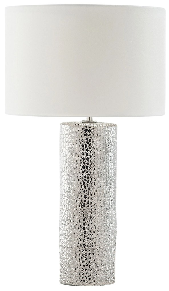 Bílá a stříbrná stolní lampa na noční stolek AIKEN Beliani