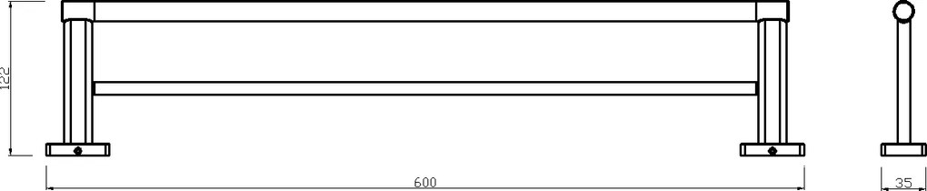 Novaservis - Dvojitý držák ručníků GRETA 600 mm, černá matná, AGR10BL
