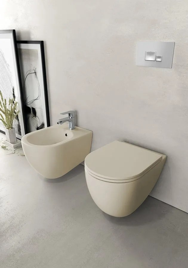 Isvea Isvea, INFINITY závěsná WC mísa, Rimless, 36,5x53cm, Ivory, 10NF02005-2K