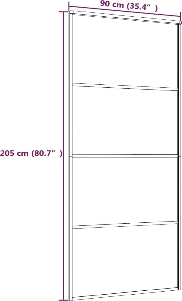 vidaXL Posuvné dveře 90 x 205 cm mléčné ESG sklo a hliník [151661] Barva: zlatá