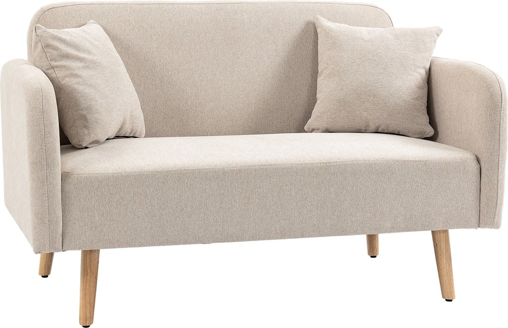 HOMCOM Dvoumístná Pohovka, Sedačka s 2 Polštáři, Polstrovaný Loveseat, Čalouněná Pohovka s Sametovým Povrchem, S Rukojeťmi, Loveseat do Obývacího Poko