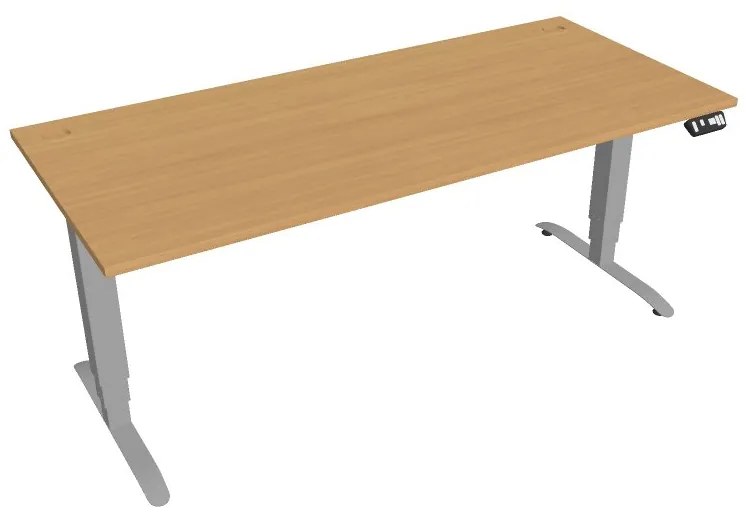 Elektr. nastavitelný stůl 180x80 s pamětí - HOBIS MOTION MS 3M 1800 Dekor stolové desky: buk, Barva kovové podnože: stříbrná