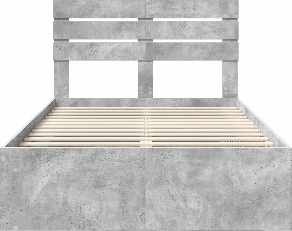 Rám postele s čelo Beton 120 x 200 cm Masivní borové dřevo 3411434