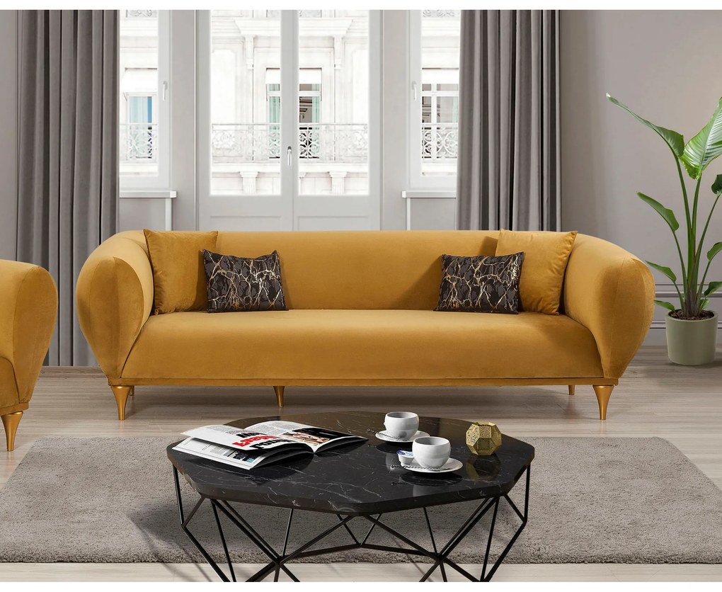 Hanah Home Třímístná pohovka MEBLON žlutá 867UNQ1553