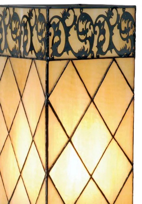 Stolní lampa Tiffany Klaas-Jan béžovo hnědá v art deco stylu – 18x45 cm