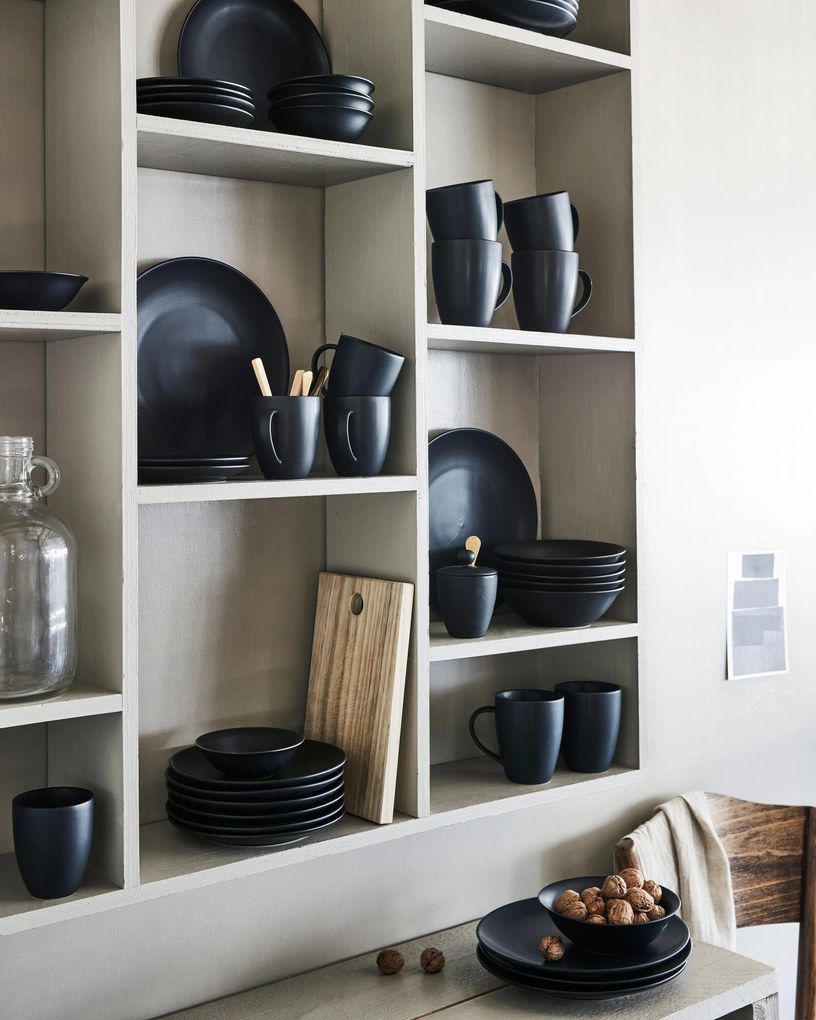 vtwonen Matt Black talíř Ø 25,5 cm, černý matný (Porcelánový obědový talíř v černé matné barvě)