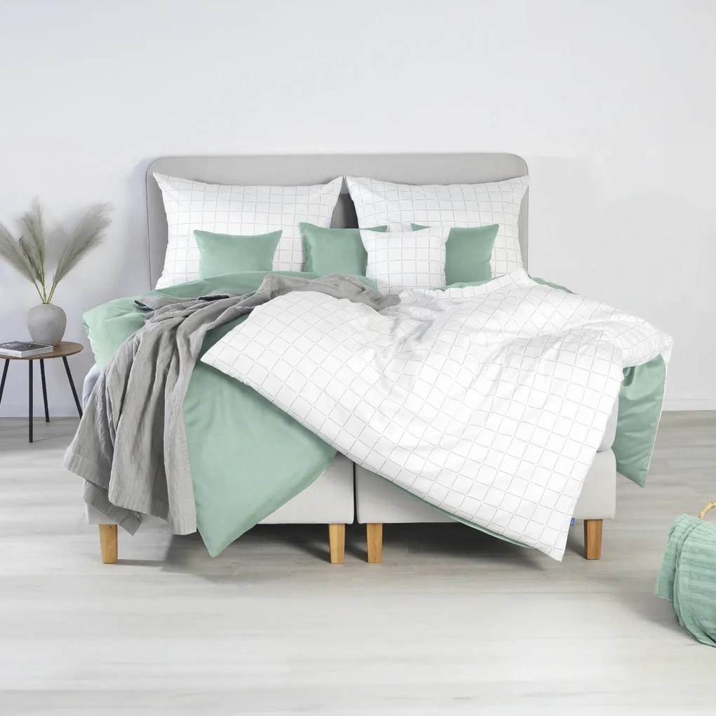 Saténové prodloužené povlečení Royal Dream - light green Velikost: 140 x 220 + 70 x 90