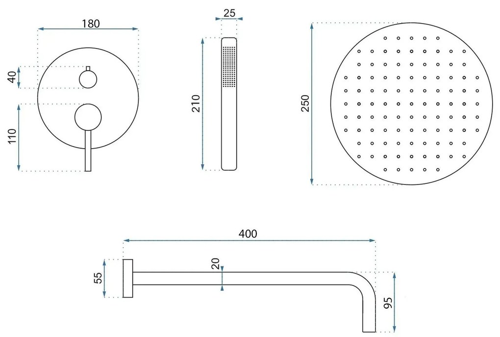 Rea Foss, podomítková sprchová souprava + instalační systém BOX, měděná matná, REA-P5649