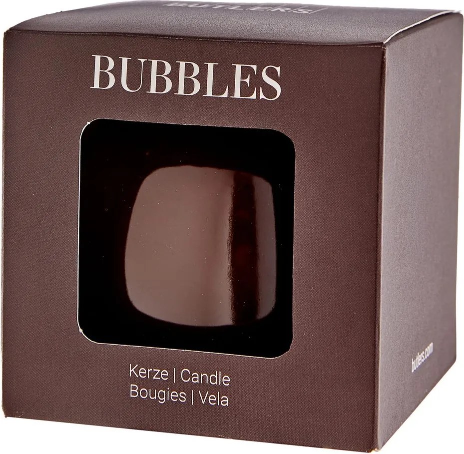 BUBBLES Svíčka kulatá lesklá 8 cm - hnědá