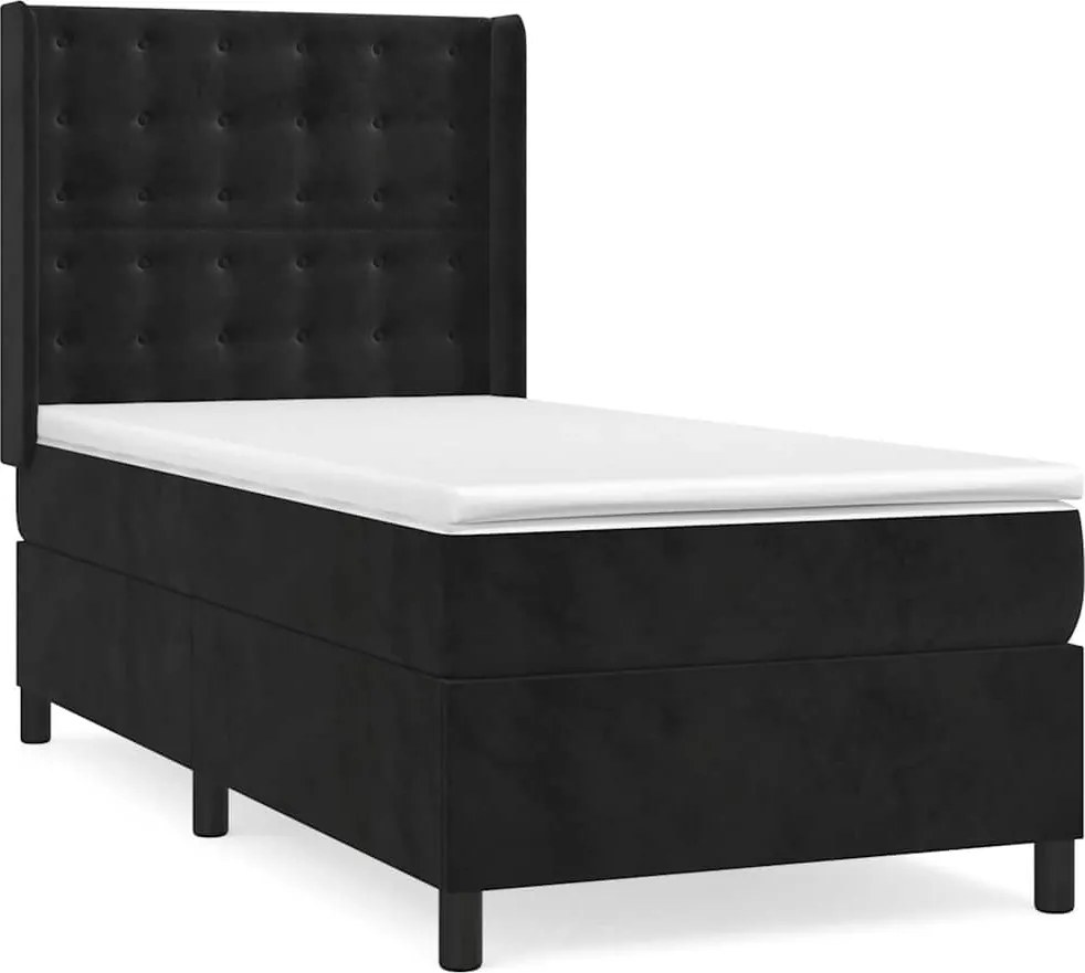 Box spring postel s matrací černá 90x190 cm samet 3132893