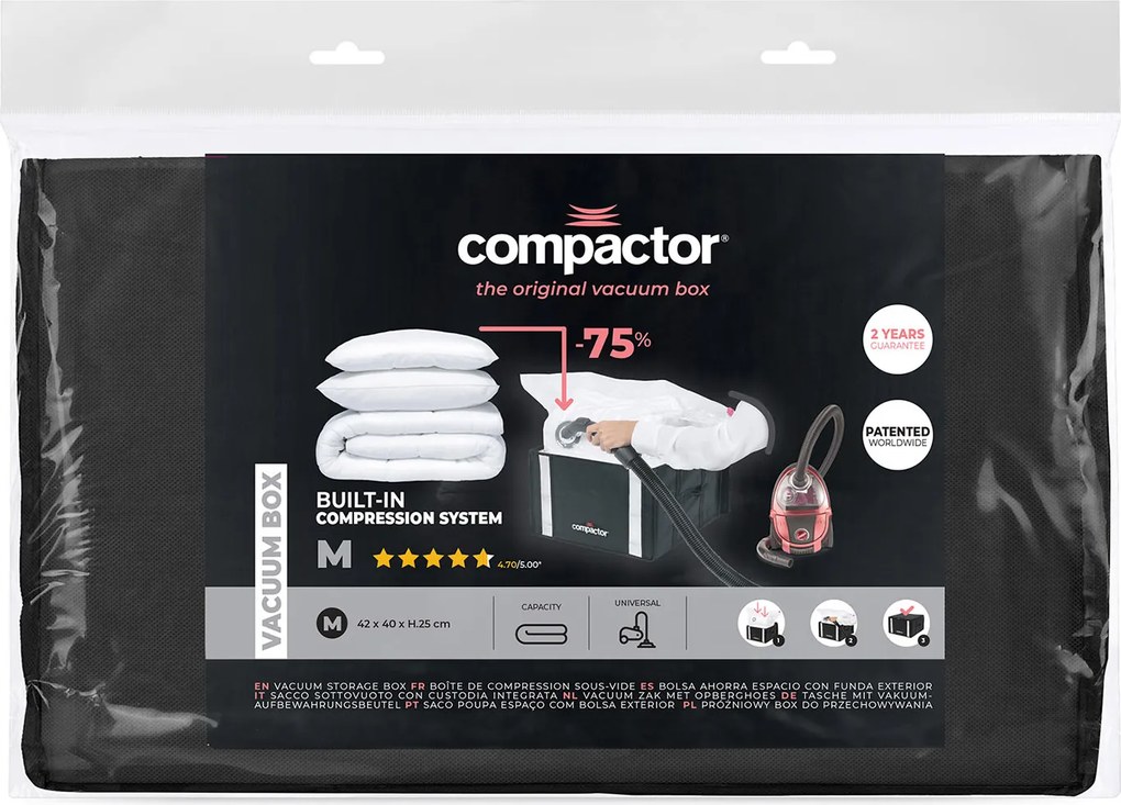 Compactor 3D Black Edition M 125 L vakuový úložný box s pouzdrem - 42 x 40 x 25 cm