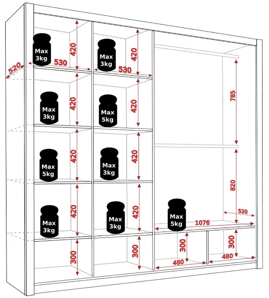 BONO m | šatní skříň | 220 cm | bez zrcadla | monastery