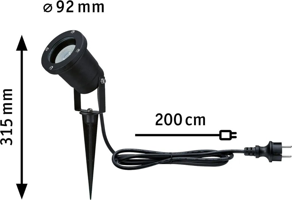 P 94731 LED bodové zahradní světlo zlaté světlo neláká hmyz IP65 kruhové 92mm 2200 - 2200K 4,3W 230V 38-38° černá kov - PAULMANN