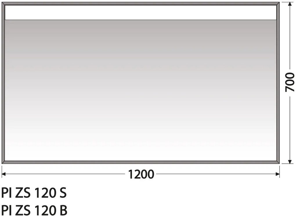 INTEDOOR Pineto zrcadlo v hliníkovém rámu s LED osvětlením PI ZS 120 S/B