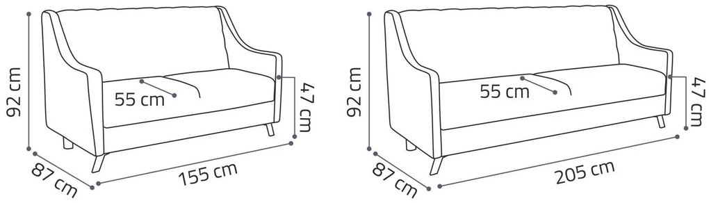 DABEK MEBLE SCARLETT sedací sestava 3+2 tmavě hnědá 155 / 205 x 92 x 87 cm