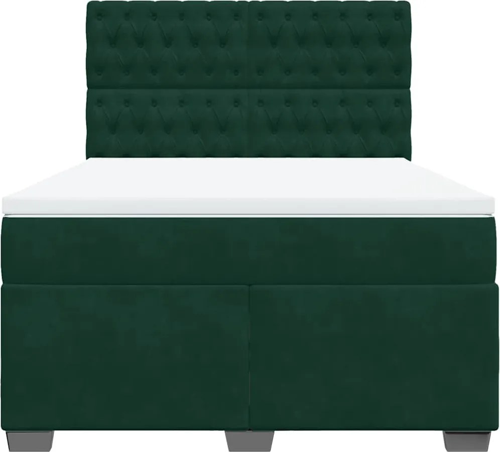 Box spring postel s matrací tmavě zelená 140x200 cm samet 3293239