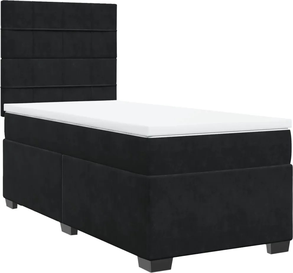 Box spring postel s matrací černá 90x190 cm samet 3290788
