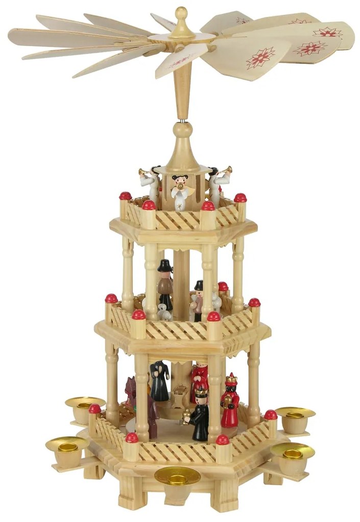 Haushalt international Velký dřevěný vánoční kolotoč, 42 cm