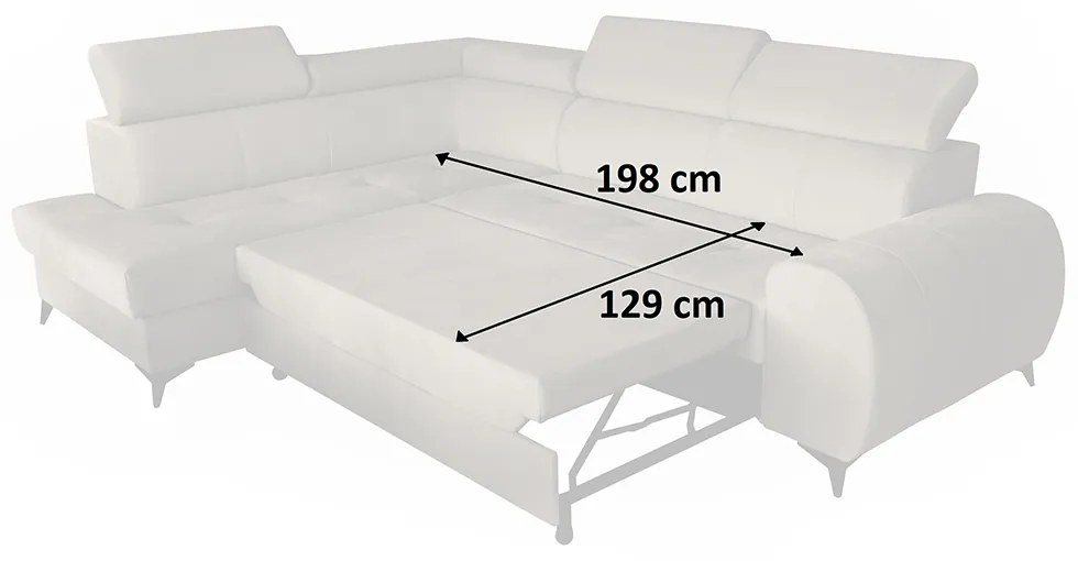 Sedací souprava BOLZA | 272x203 | PRAVÁ | rozkládací + úložný prostor | VÝBĚR TKANIN