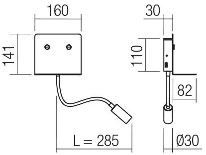 Redo 01-3211 - LED Nástěnné svítidlo MOKA LED/6W + LED/3W/230V CRI90 černá