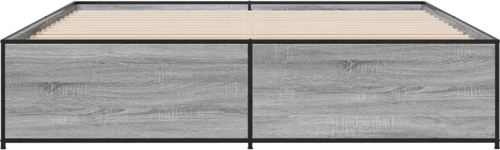 Rám postele šedý sonoma 200 x 200 cm kompozitní dřevo a kov 3279870