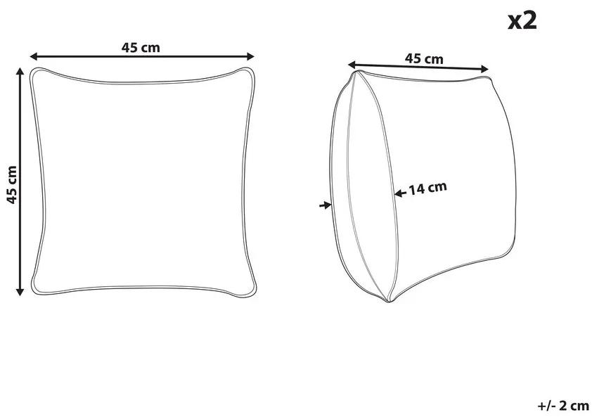 Sada 2 bavlněných polštářů se střapci 45 x 45 cm černé/ bílé ROCHEA Beliani