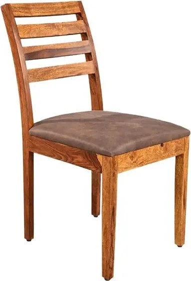 Designová židle Timber Sheesham / hnědé mikrovlákno