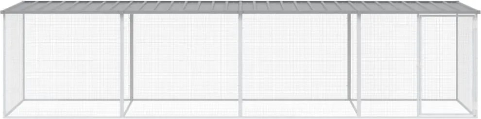 Klec pro kuřata se střechou světle šedá 403 x 98 x 90 cm ocel 3189055