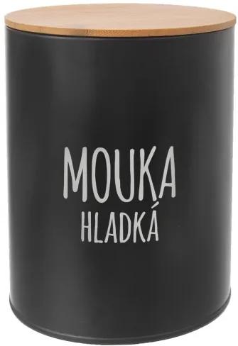 EmaHome Dóza BLACK s nápisem MOUKA HLADKÁ / pr. 13 cm / černá