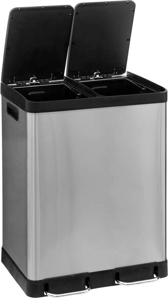 Koš se dvěma přihrádkami Ariane, nerezová ocel, s pedálem, 2 x 30 l
