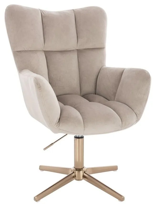 LuxuryForm DESIGN Otočné křeslo AURORA VELUR na zlatém kříži - latte