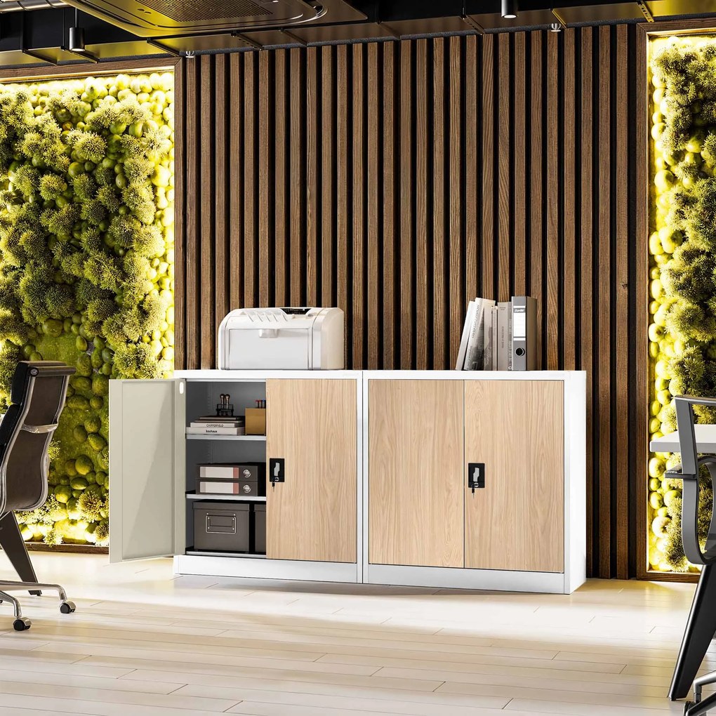 Nízká skříň na spisy a dokumenty, bílá/dub sonoma, 900x930x400 mm: BEATA Eco Design