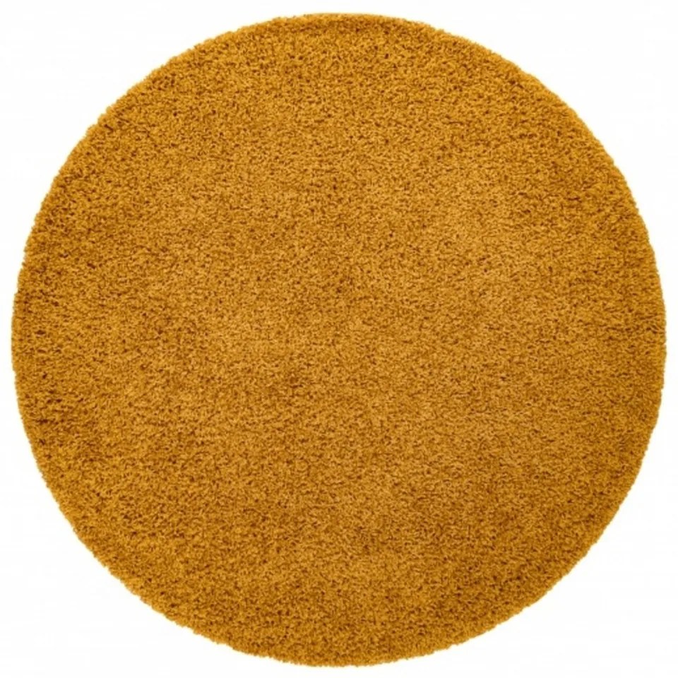 Kusový koberec Shaggy Sofia žlutý kruh, Velikosti 80cm