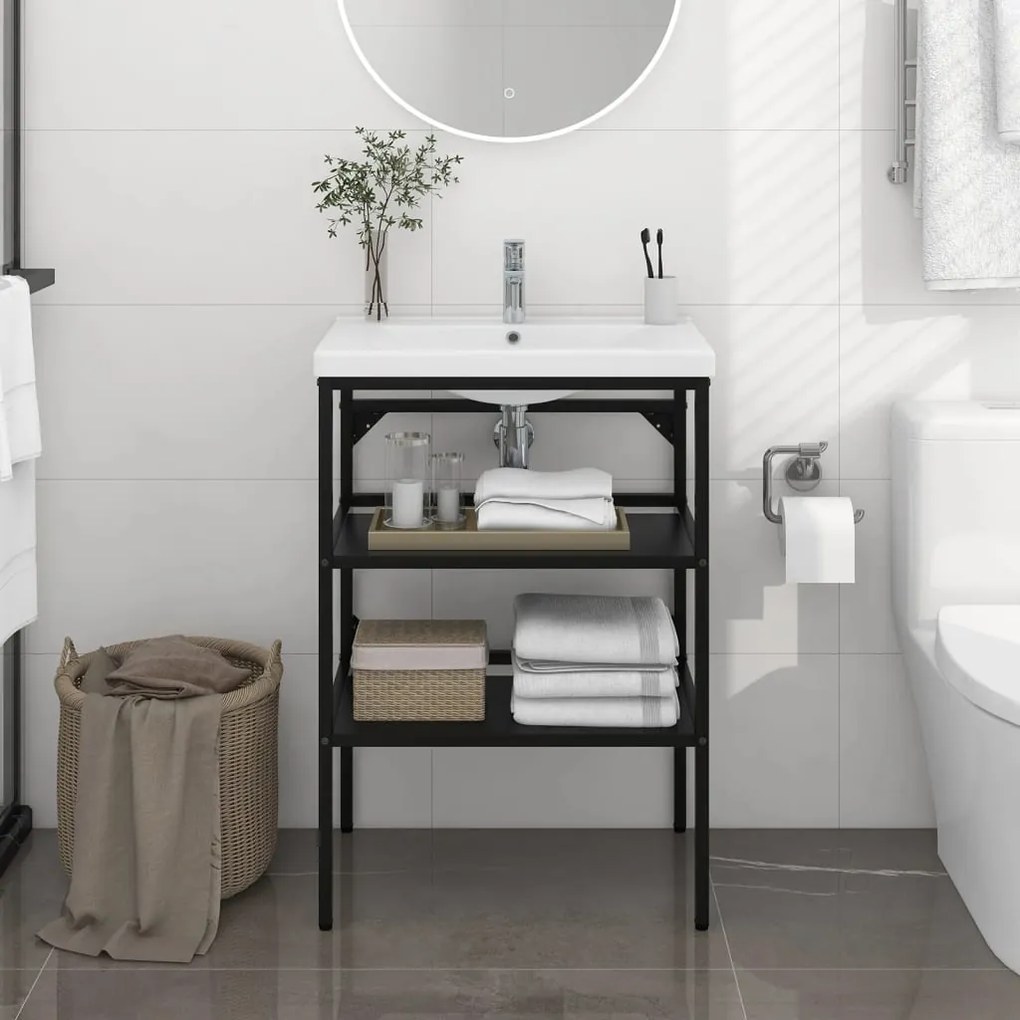Koupelnový regál pod umyvadlo bílý 79 x 38 x 83 cm železo