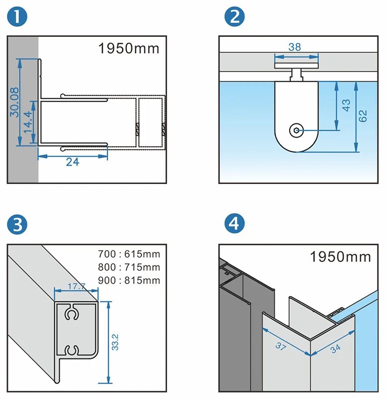 BPS-koupelny Čtvercový sprchový kout HYD-OK04C 90x90 černá/transparent