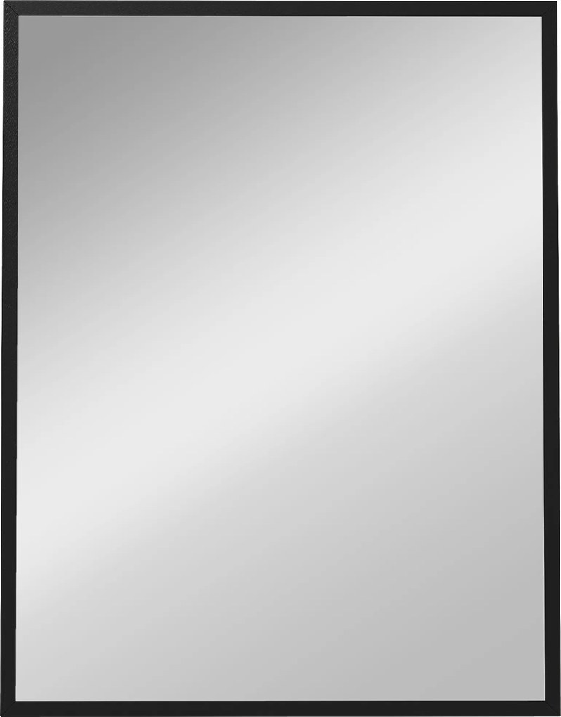 HOMCOM obdélné nástěnné zrcadlo 70 × 90 cm, černý rám z MDF — ideální do koupelny, obýváku nebo ložnice