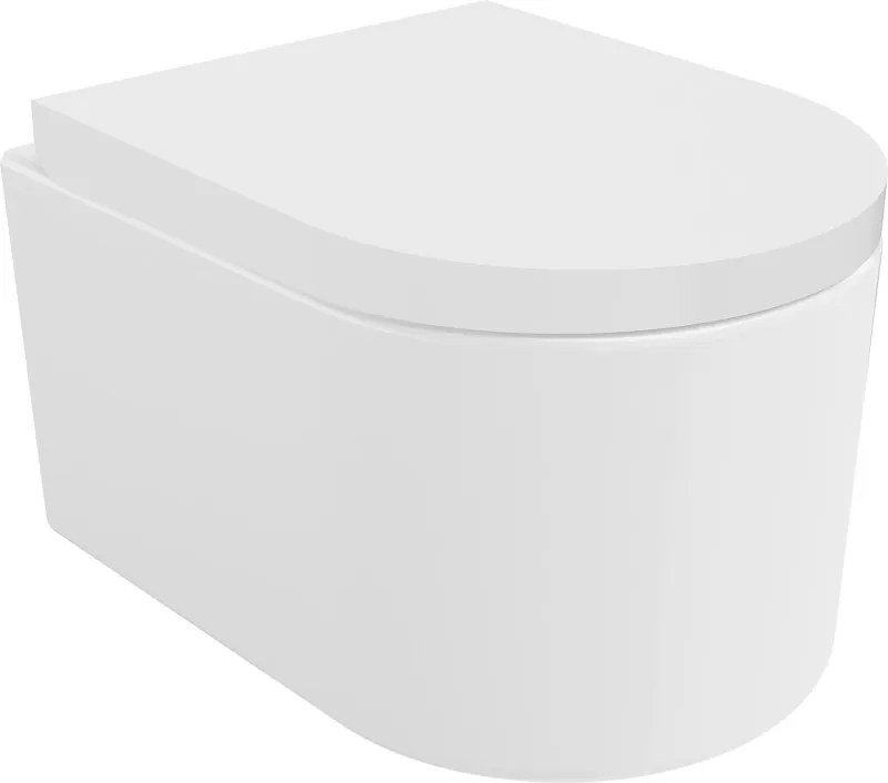 Mexen Sofia, závěsná WC mísa 490x360x355 mm, Rimless Tornádo + WC sedátko z duroplastu, bílá lesklá, 30540200T