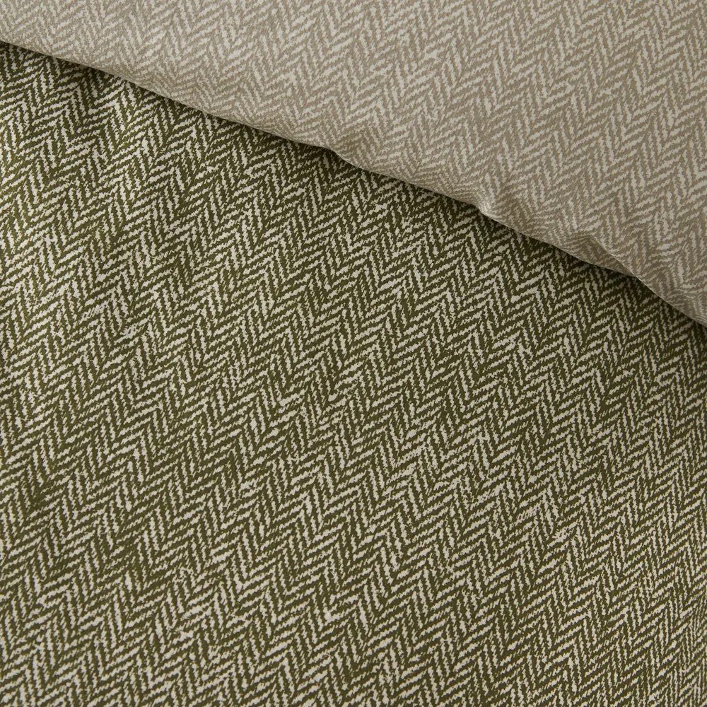 Zelené flanelové povlečení na jednolůžko 135x200 cm Brushed Herringbone – Catherine Lansfield