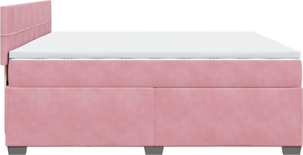 Box spring postel s matrací růžová 200x200 cm samet 3288707