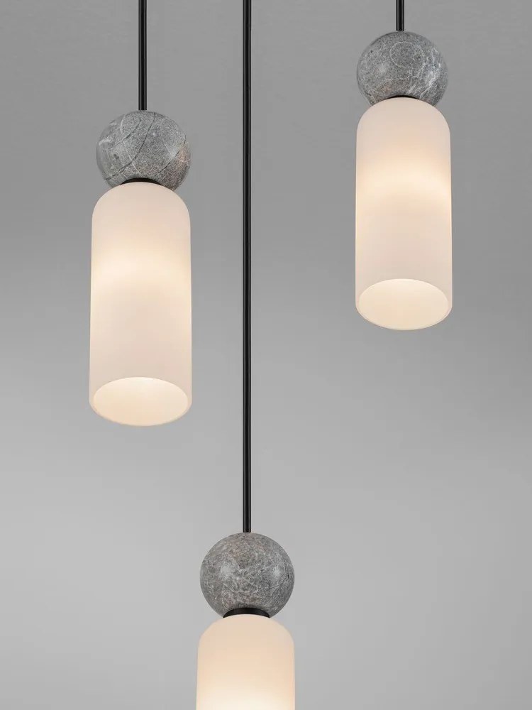 Matně černé kamenné závěsné svítidlo se skleněným stínidlem ø 25 cm Filomena – Nova Luce