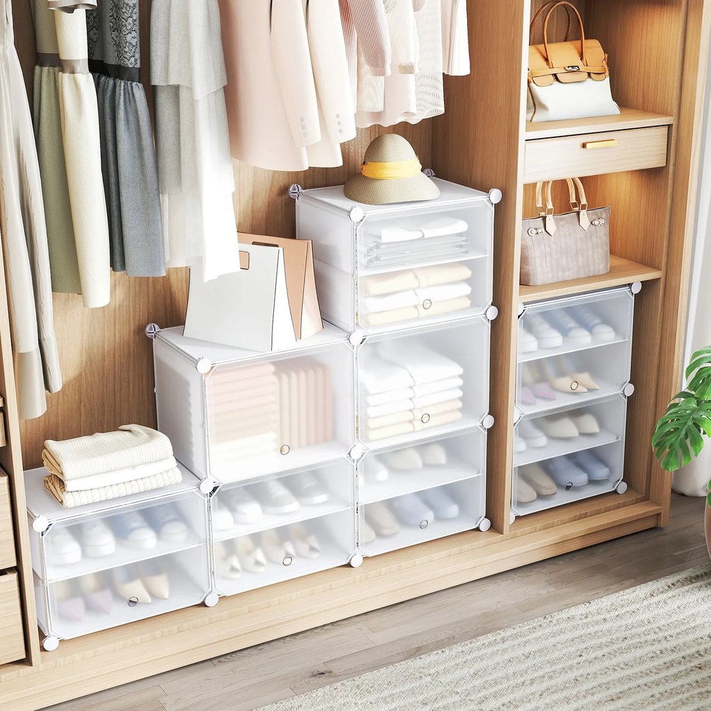 Costway DIY stojan na boty s 12 přihrádkami na 48 páry bot a bot Plastová