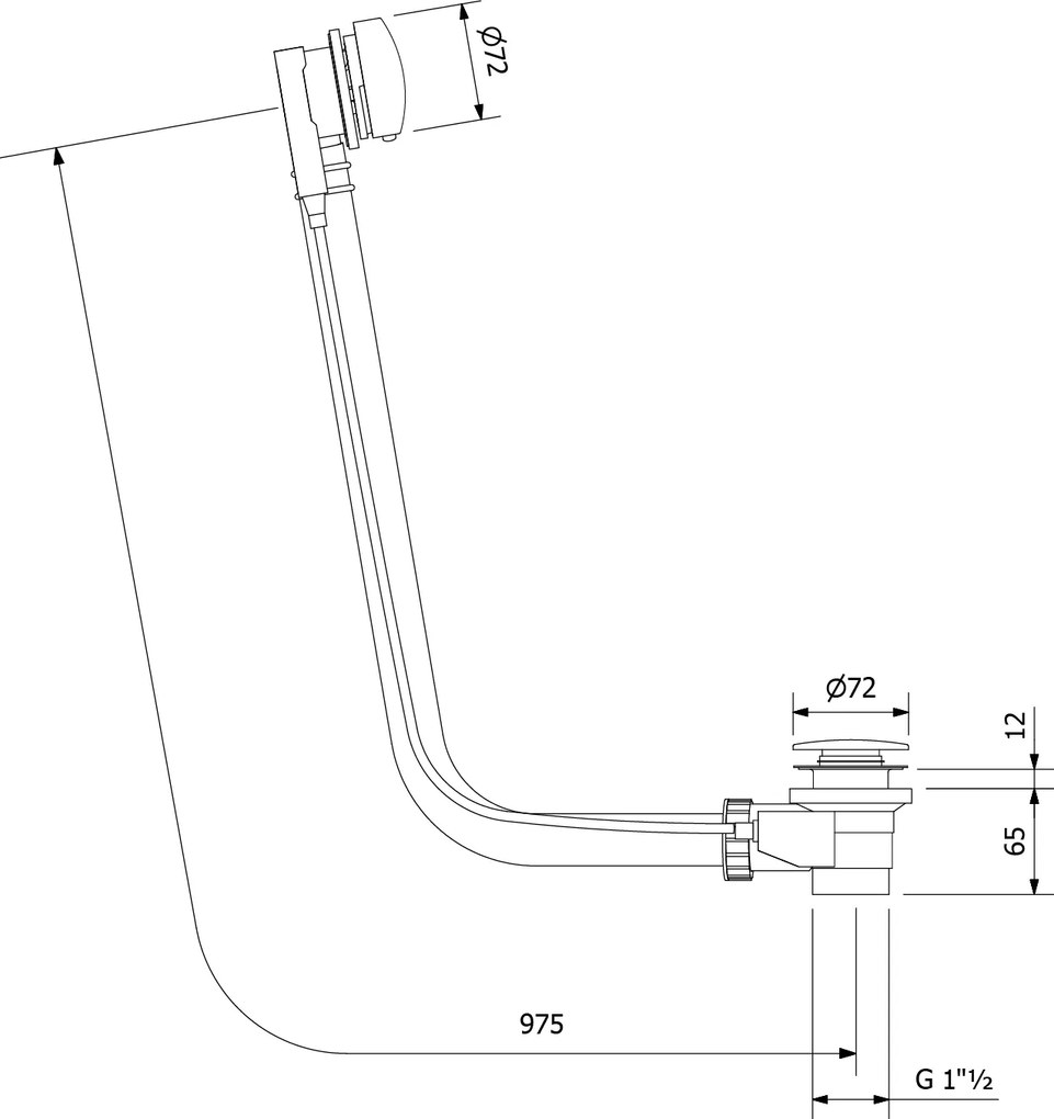 Polysan 71682G Vanová souprava s bovdenem délka 975 mm zátka 72 mm zlato Koupelny Bernold