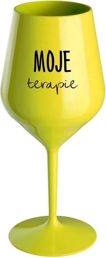 MOJE TERAPIE - žlutá nerozbitná sklenice na víno 470 ml