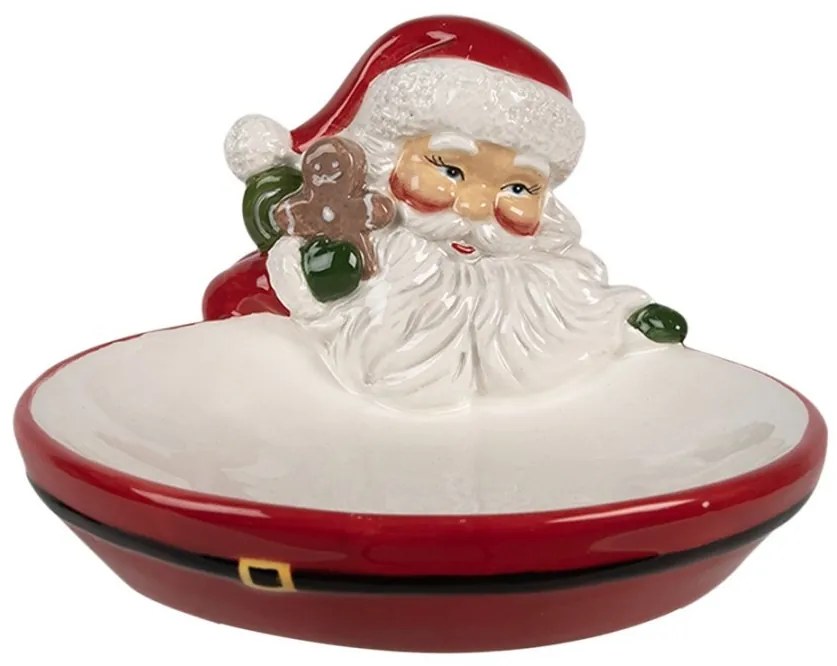 Dekorační keramická miska Santa Claus s perníčkem - 16*19*3 / 10 cm