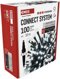 Propojovací vánoční řetěz bez zdroje EMOS Connecting D1AC03 ZY1925 100LED 10m studená bílá