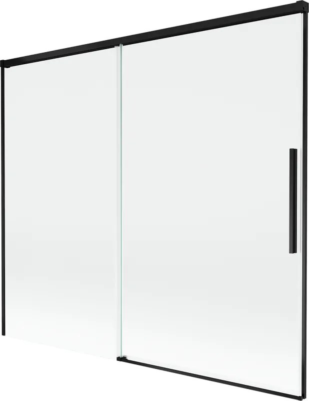 Mexen Rox, 2-křídlová posuvná vanová zástěna 180 x 150 cm, 8mm čiré sklo, černý matný profil, 8C9-180-001-70-00