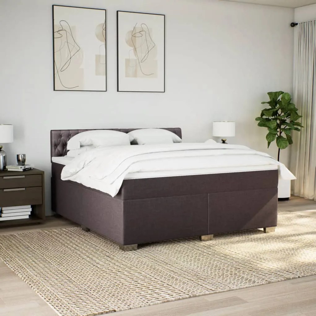 Box spring postel s matrací tmavě hnědá 180x200 cm textil 3285977