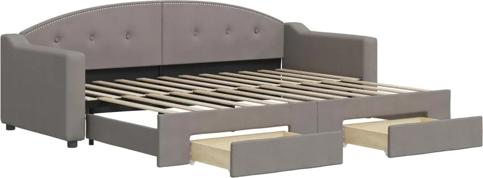 Válenda s přistýlkou a zásuvkami taupe 80 x 200 cm textil 3197564