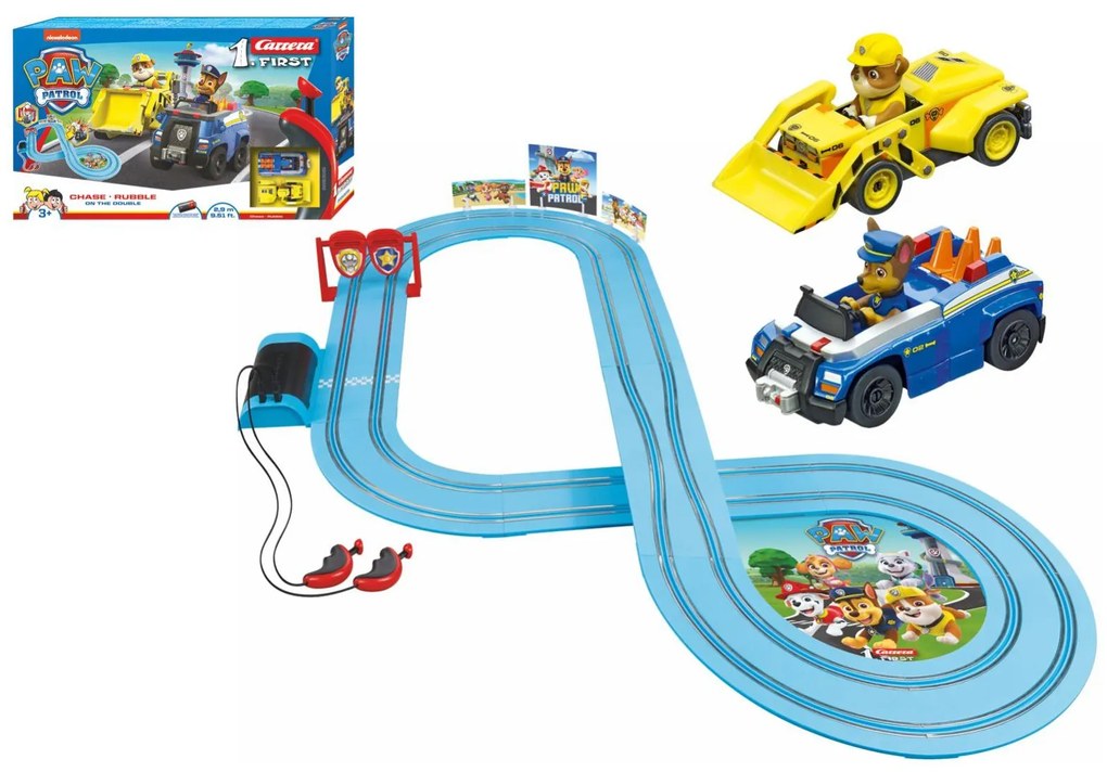 Autodráha Carrera First Paw Patrol/Tlapková Patrola 2,9m plast +2 auta na bat. v krabici 50x30x7cm